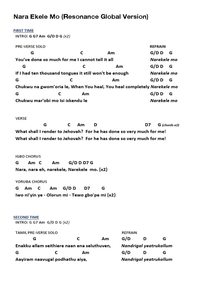 Nara Chord Sheet Global July 2020 | PDF