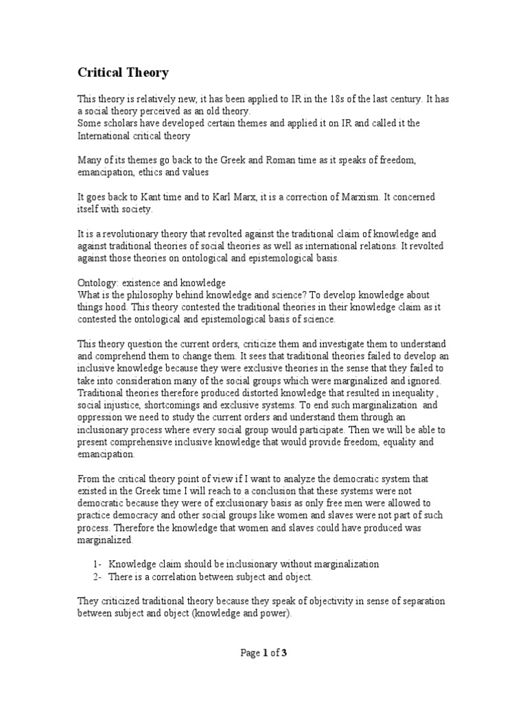 Critical Theory | PDF