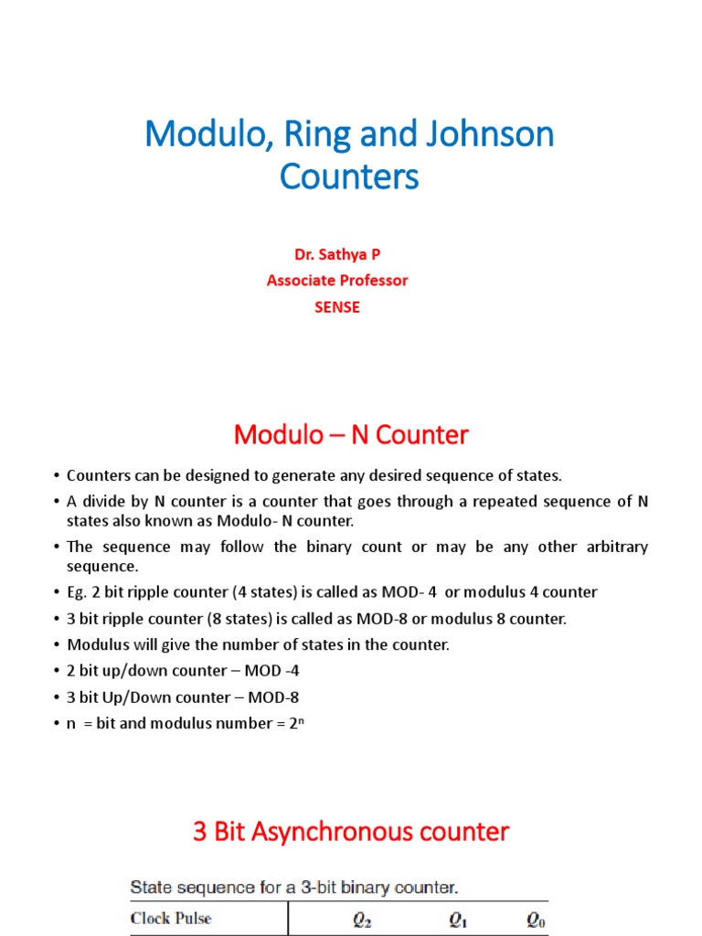 Modulo, Ring, and Johnson Counters Explained | PDF