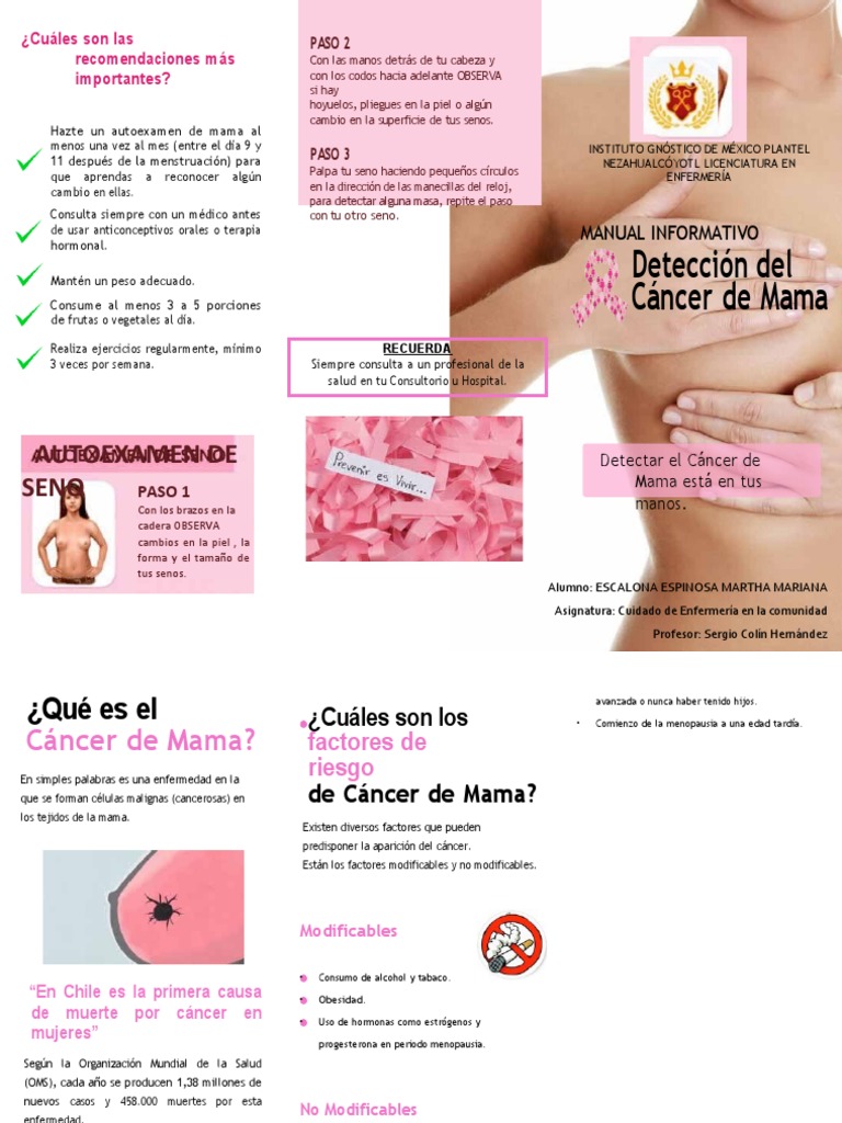 Triptico Cancer de Mama | PDF | Cáncer de mama | Pecho