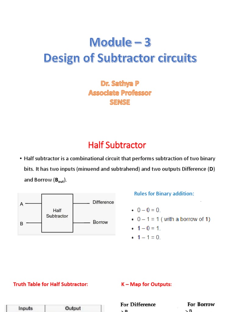 11-Half Subtractor and Full Subtractor Circuits-13!01!2023 | PDF