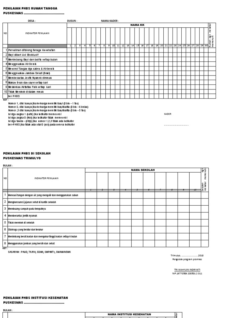 format penilaian PHBS | PDF