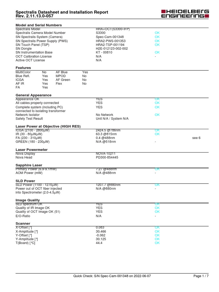 Spectralis - Datasheet - and - Installation - Report QuickCheck 1348 ...
