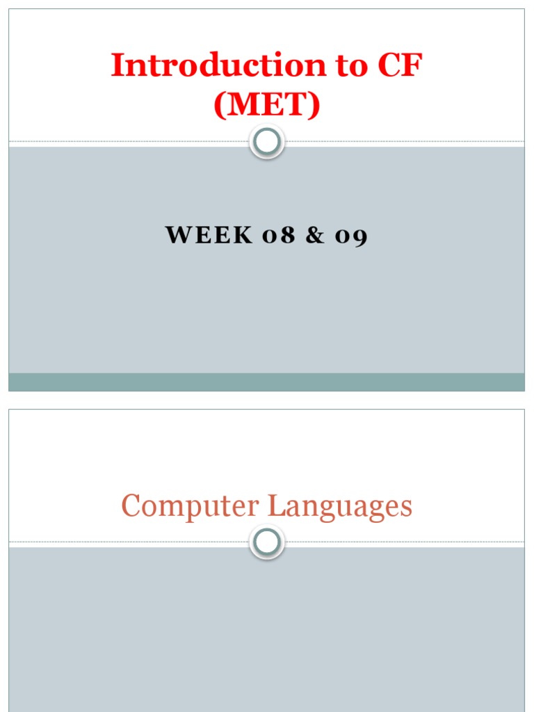 Week 8 & 9 - Computer Languages | PDF | Programming | Computer Program Week 8 & 9 - Computer Languages | PDF | Programming | Computer Program
