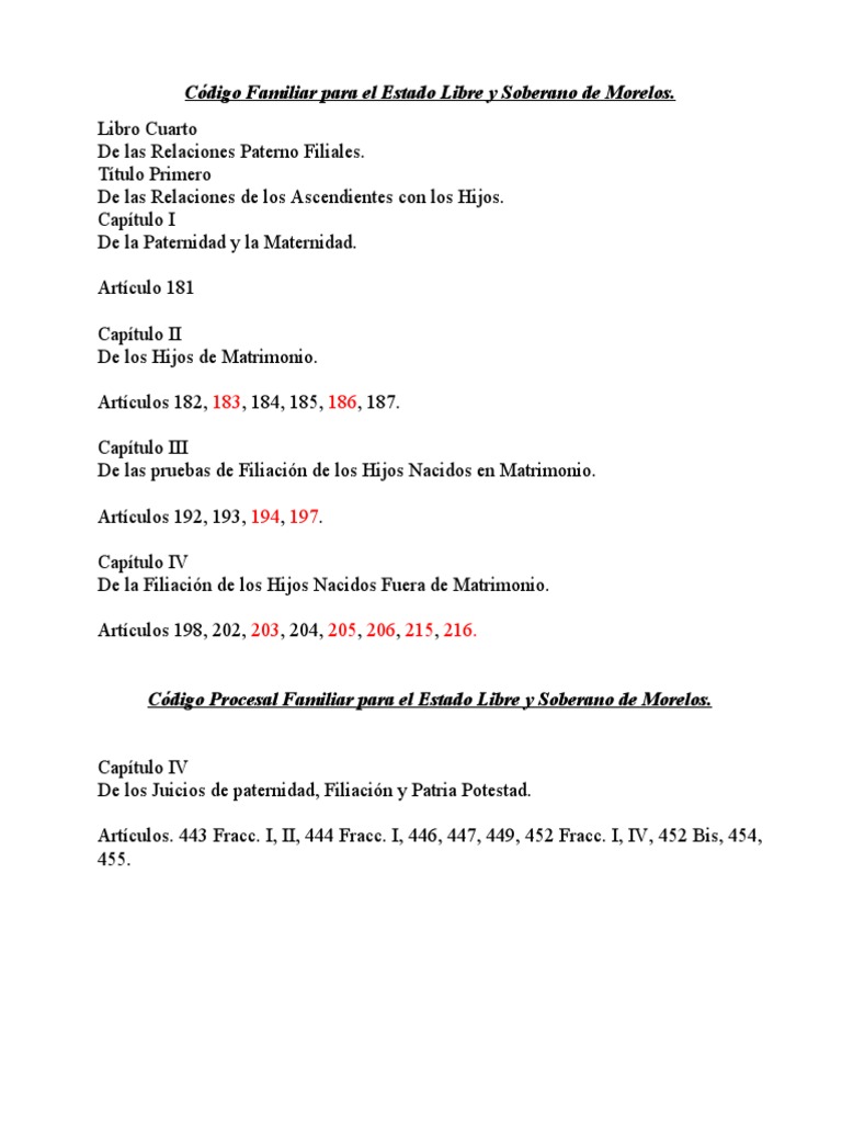 Relaciones Paterno Filiales en Morelos | PDF