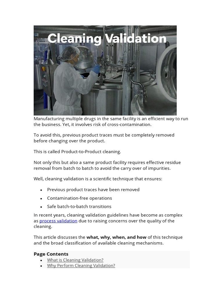 Cleaning Validation PDF | PDF | Solubility | Detection Limit