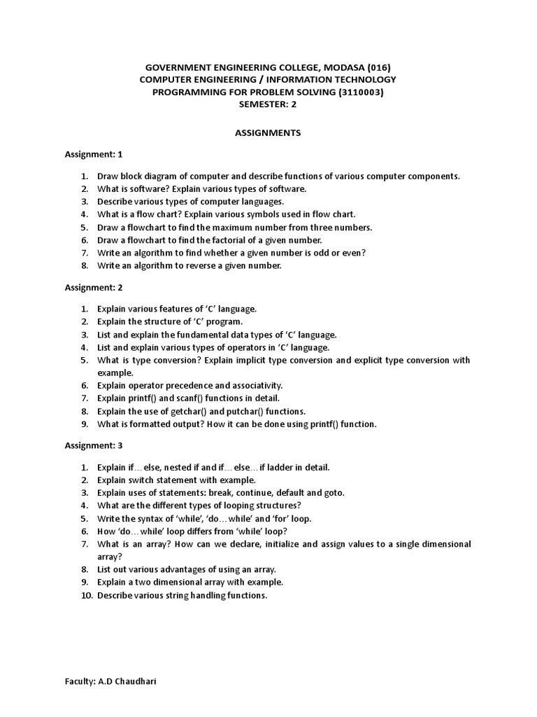 Pps Assignments 1 Pdf Control Flow Pointer Computer Programming 8862