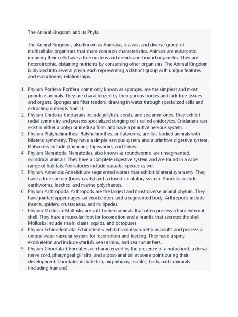 The Animal Kingdom and Its Phyla | PDF | Mollusca | Organisms