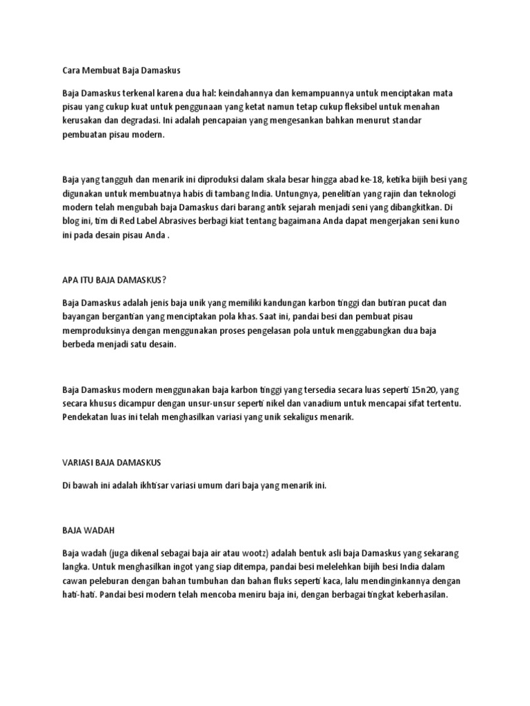 Panduan Lengkap Membuat Baja Damaskus | PDF | Seni | Teknologi & Rekayasa