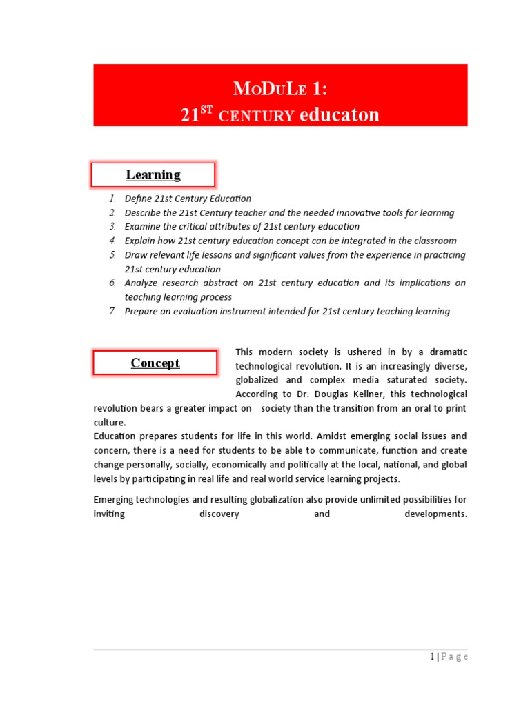 Module 1 21st Century Education | PDF | Learning | Teachers