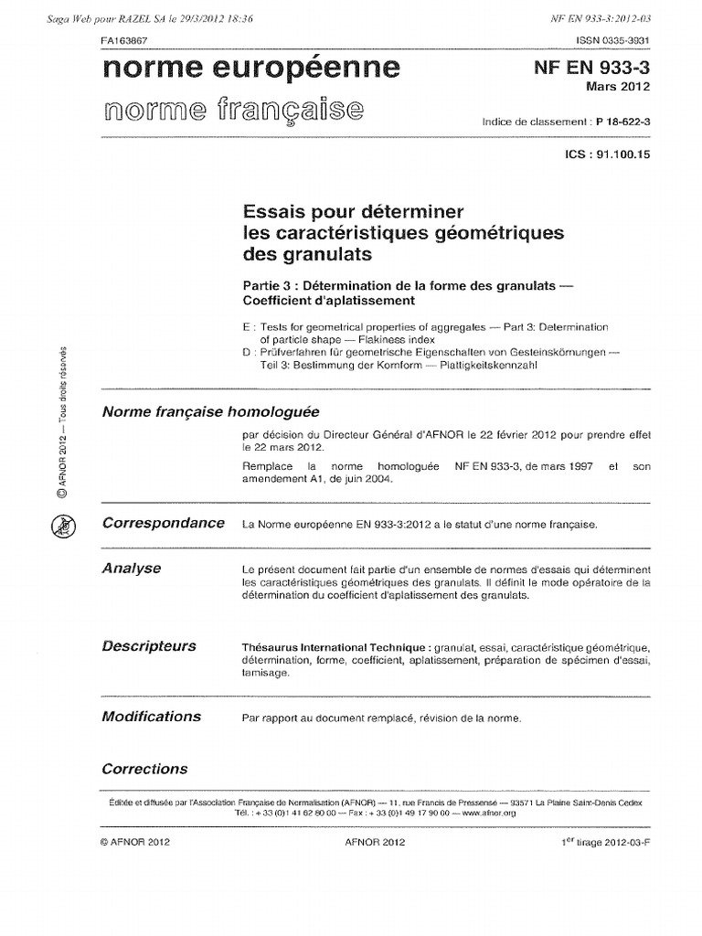 NF EN 933-3 Coefficient Aplatissement | PDF