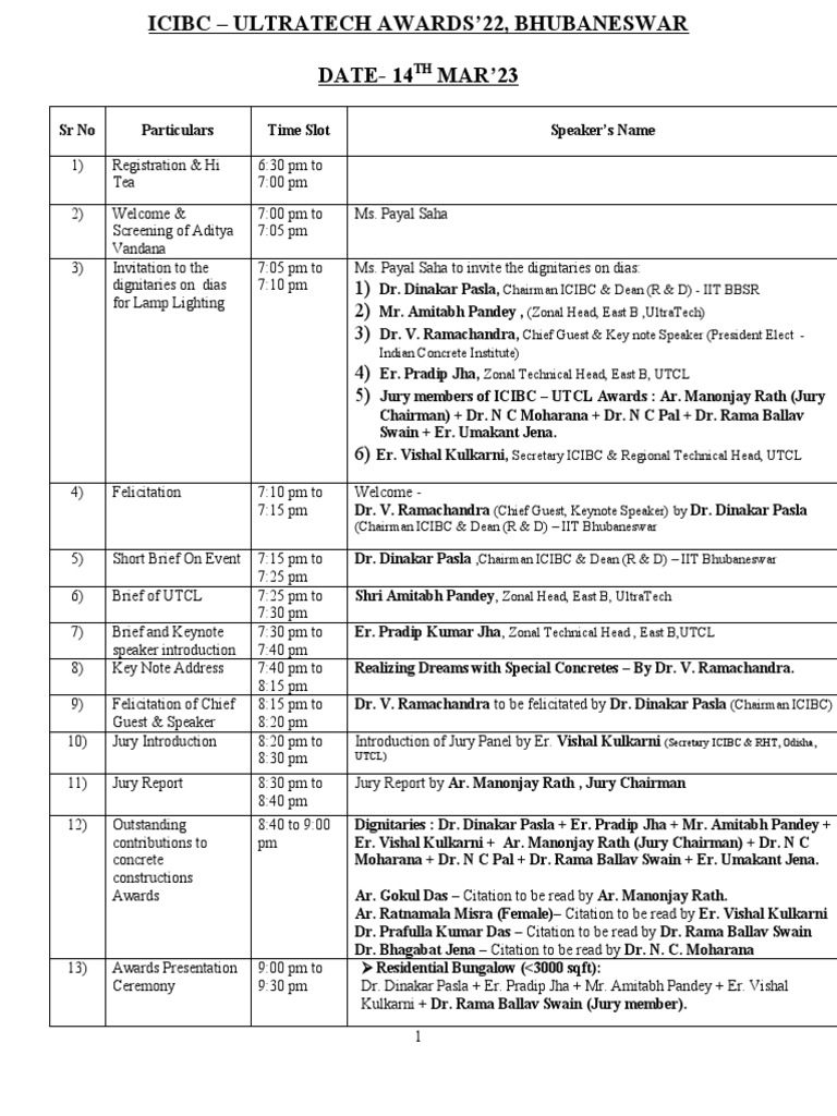 Agenda For Awards Programme | PDF