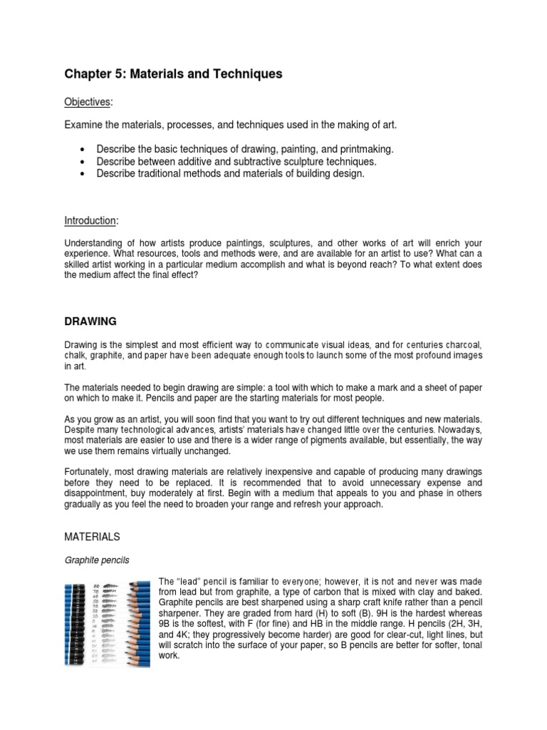 Art Appreciation (Materials and Techniques) PDF | PDF