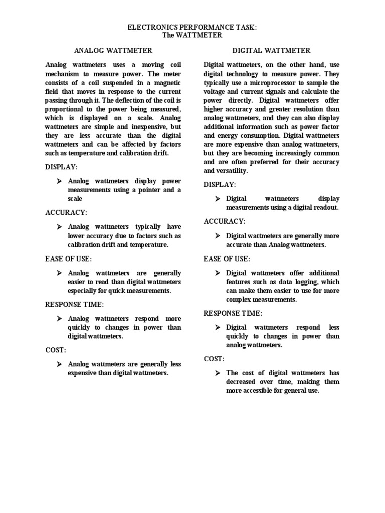 Analog Wattmeter | PDF | Manufactured Goods | Information And ...