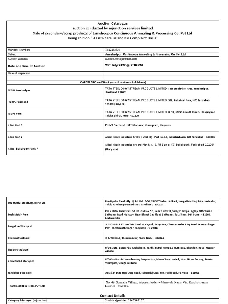 JCAPCPL Ex SPC Scrap (Arising) - Auction Dated 20 July 22 - 102150 - 1. ...