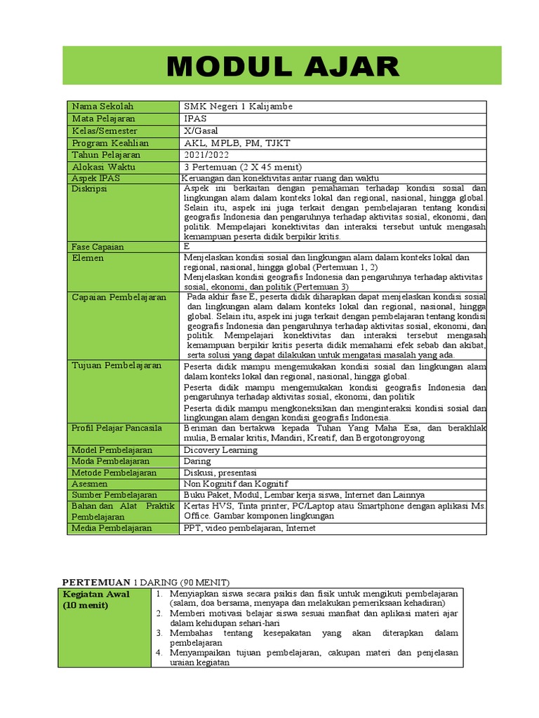 Konektivitas Ruang dan Waktu dalam IPAS | PDF