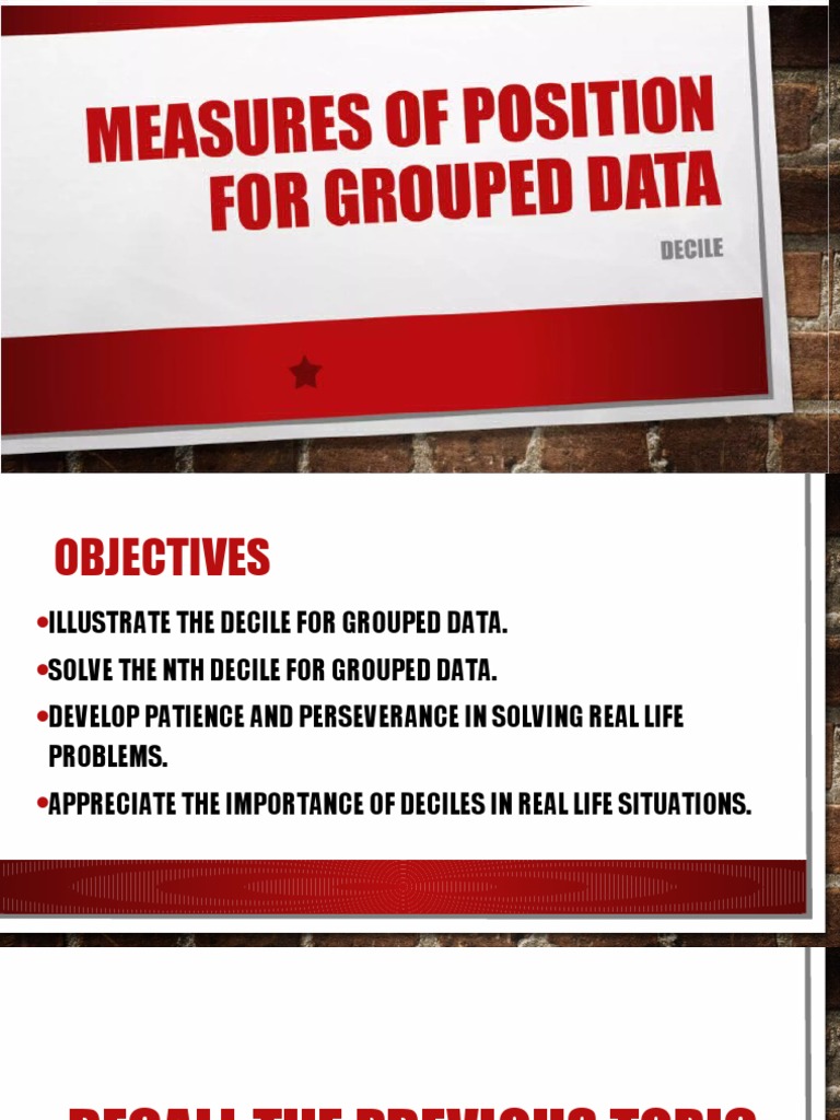 Measure of Position Decile Group Data | PDF