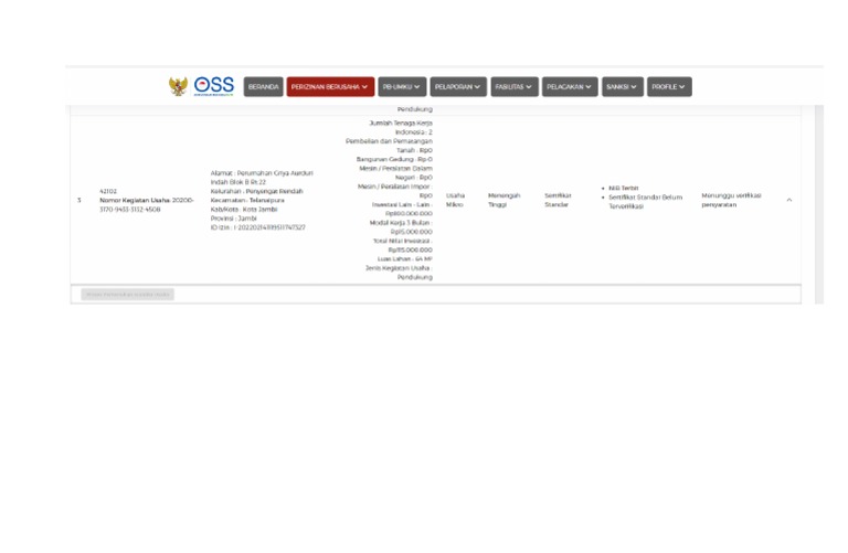 Tangkapan Layar Laman OSS | PDF