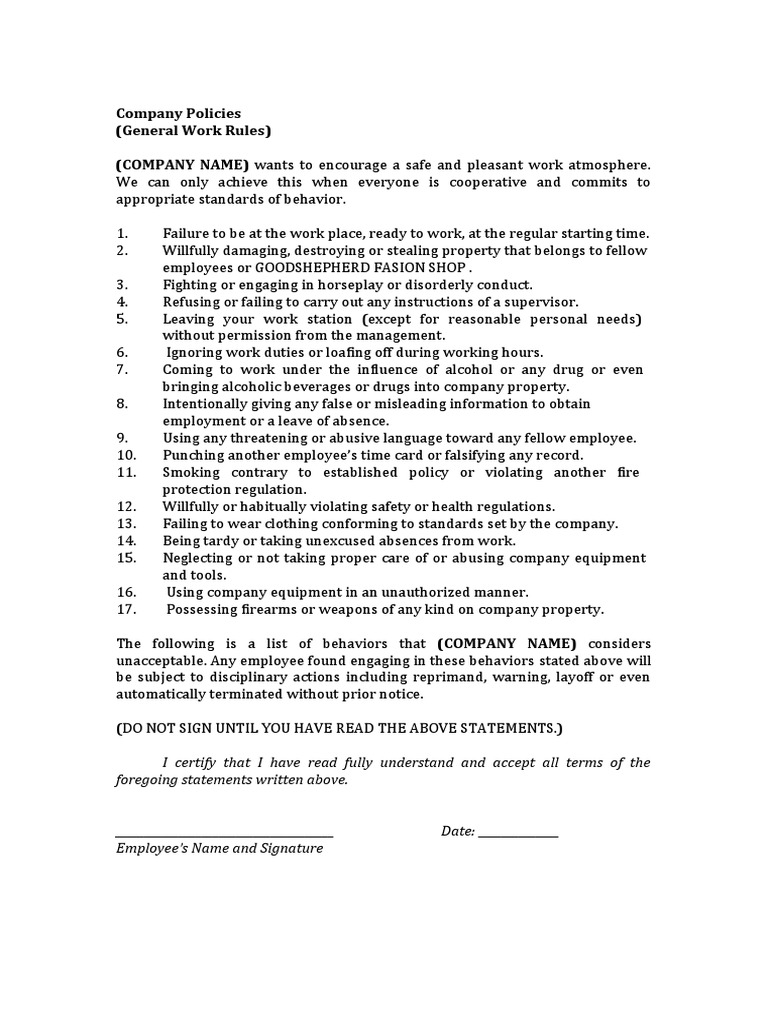 Company Policies | PDF