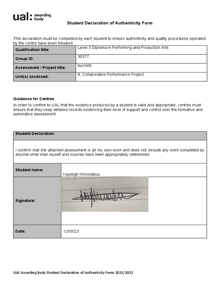 Authentication Form Diploma | PDF