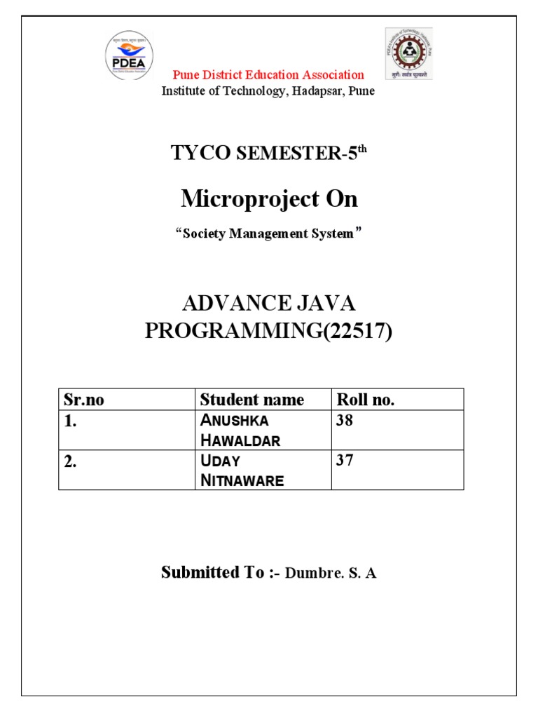 Microproject On: Advance Java PROGRAMMING (22517) | PDF Microproject On: Advance Java PROGRAMMING (22517) | PDF