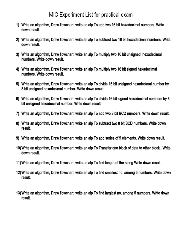 MIC Experiment List For Practical Exam | PDF