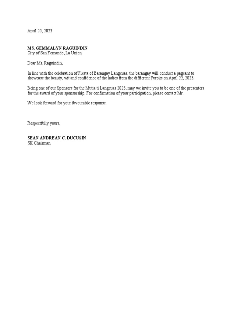 Invitation Letter Sponsors | PDF