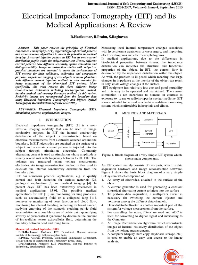 Electrical Impedance Tomography (EIT) and Its Medical Applications - A ...