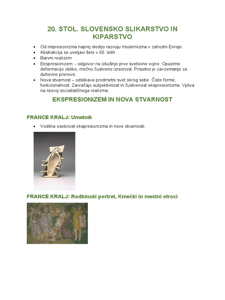 Stol. Slo. Slikarstvo in Kiparstvo | PDF