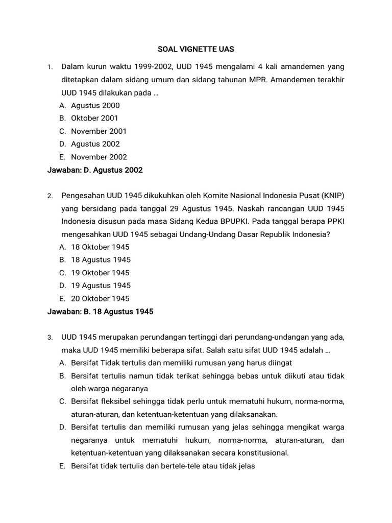 Soal Vignette Uas Gizi | PDF