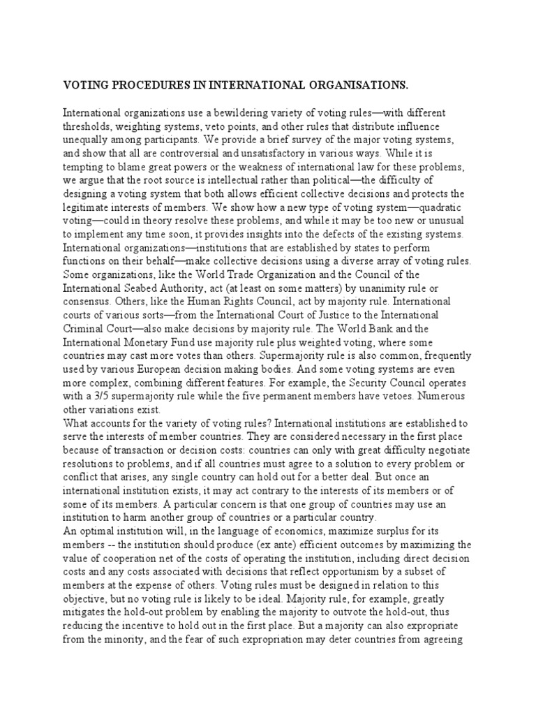 Voting Procedures Presentation by Muheki Jonathan | PDF | International ...