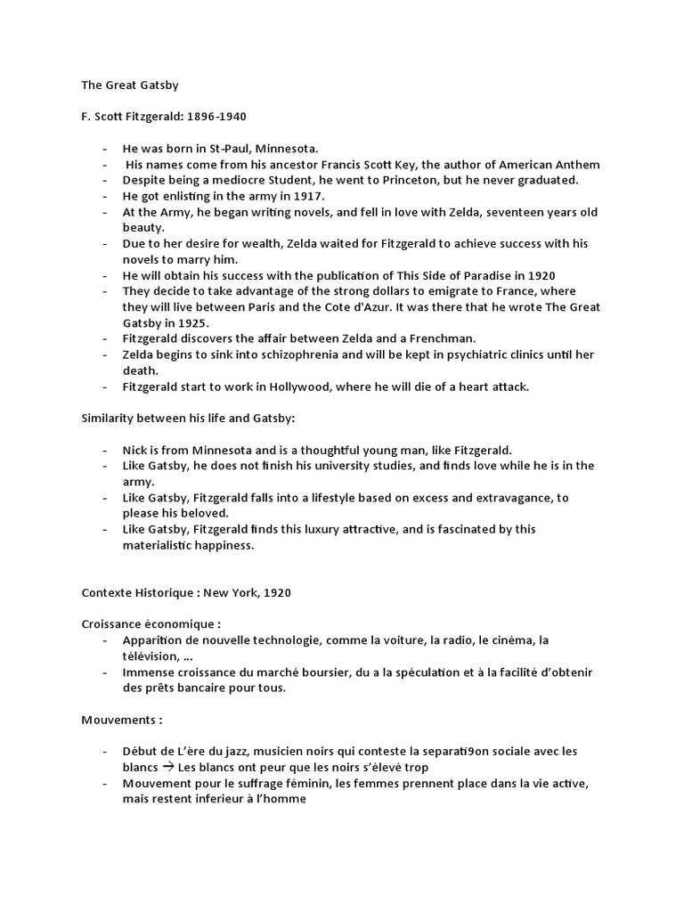 F. Scott Fitzgerald's The Great Gatsby: Examining the American Dream ...