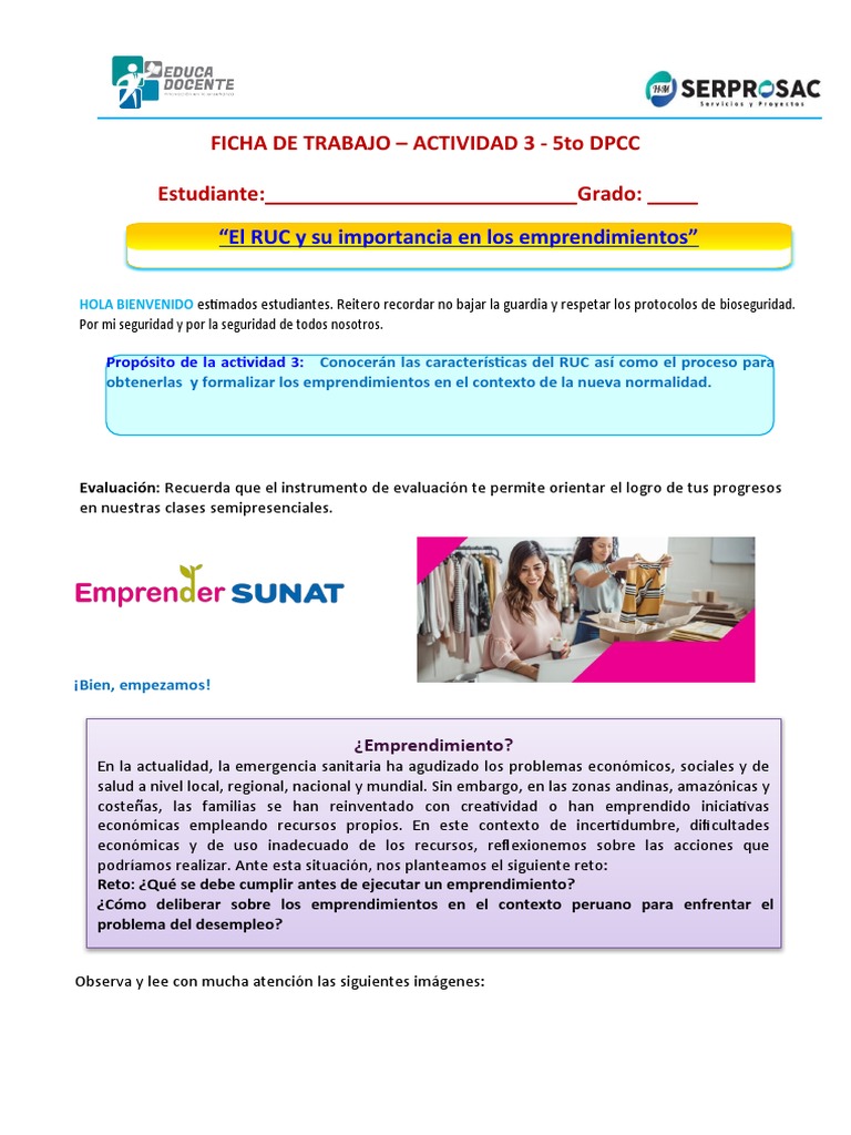 FICHA DE TRABAJO - Act 3 - DPCC - 5to | PDF