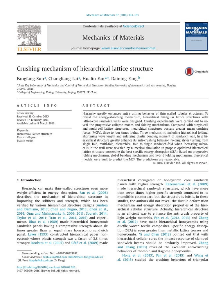 Crushing Mechanism of Hierarchical Lattice Structure | PDF | Yield (Engineering) | Deformation ...