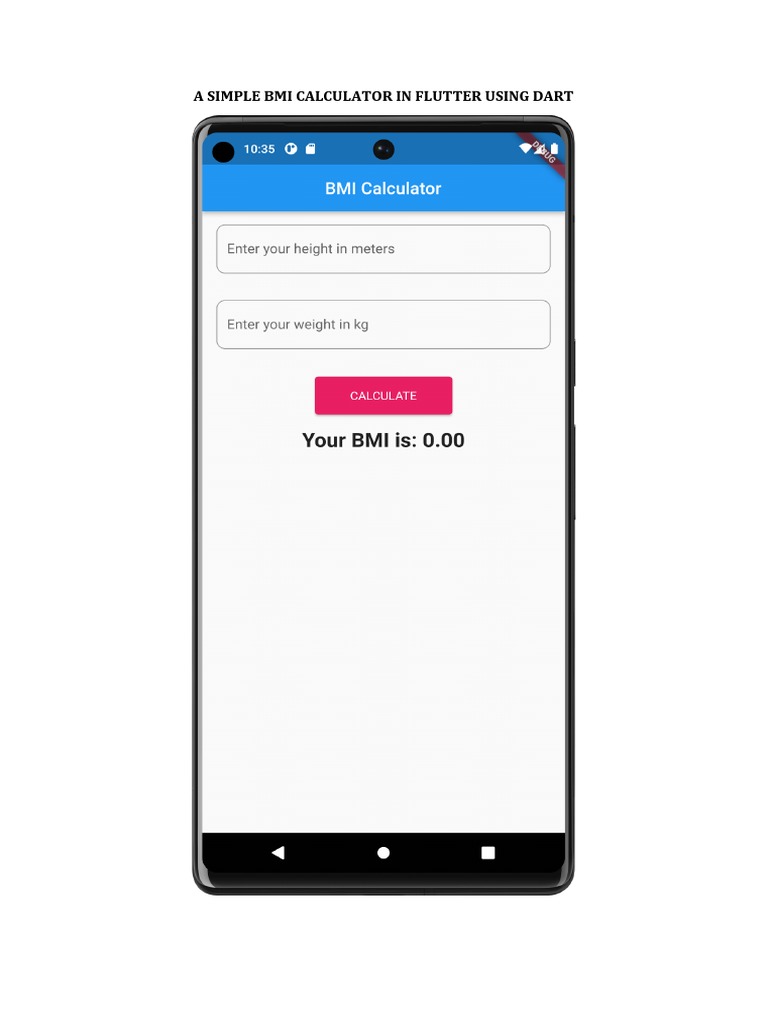 A Simple Bmi Calculator in Flutter Using Dart | PDF | Body Mass Index | Computing