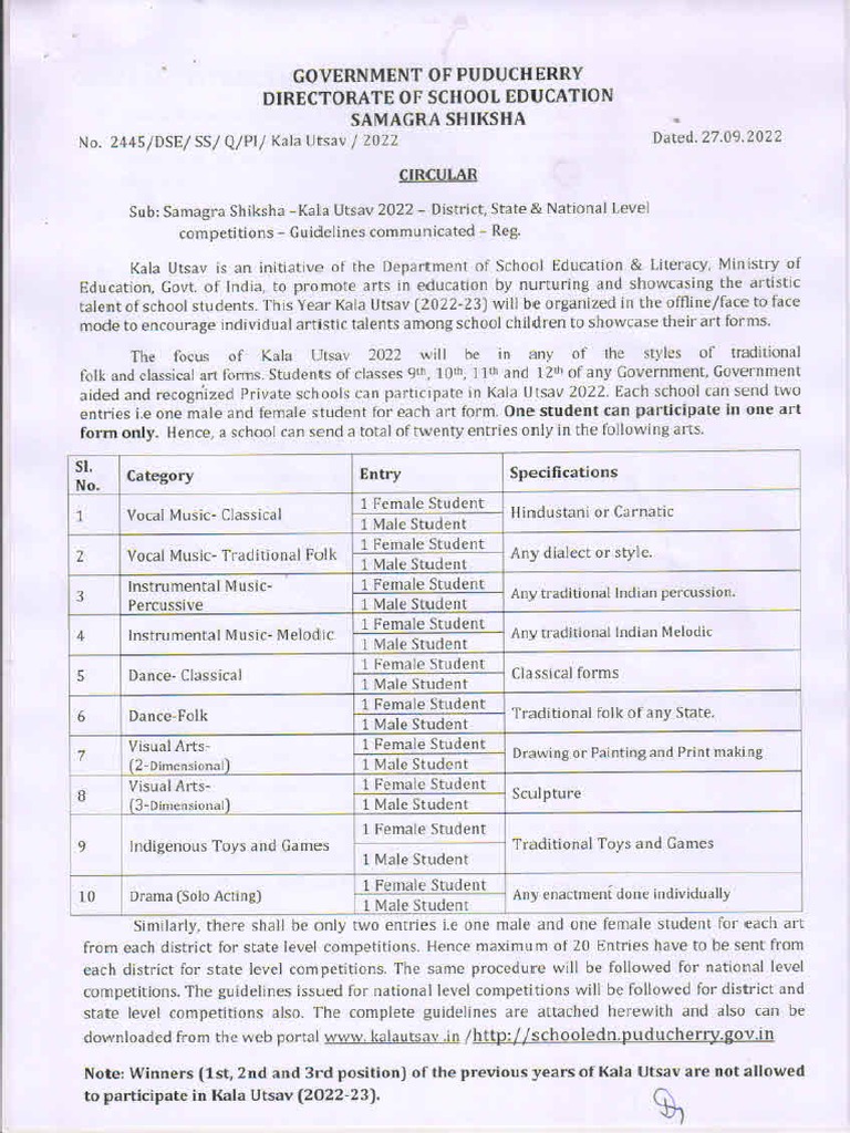 Kalautsav Circular 2022 | PDF