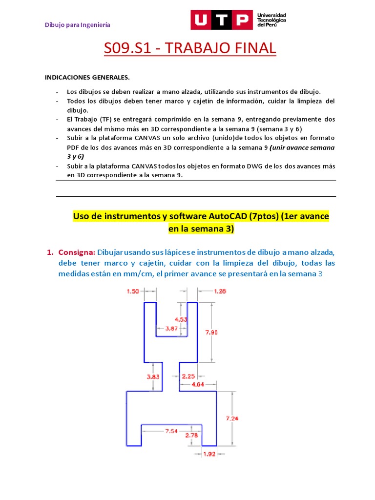 S09. s1.s2 - Indicaciones Trabajo Final Individual | PDF | Cad automático | Dibujo