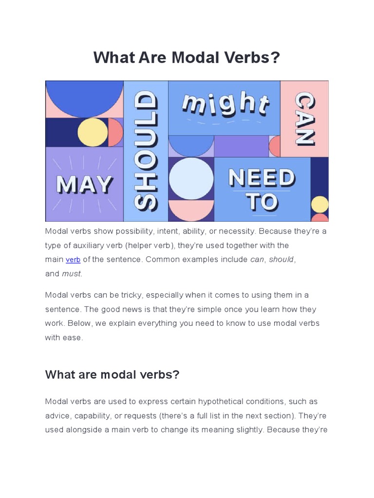 What Are Modal Verbs | PDF | Verb | Grammatical Tense