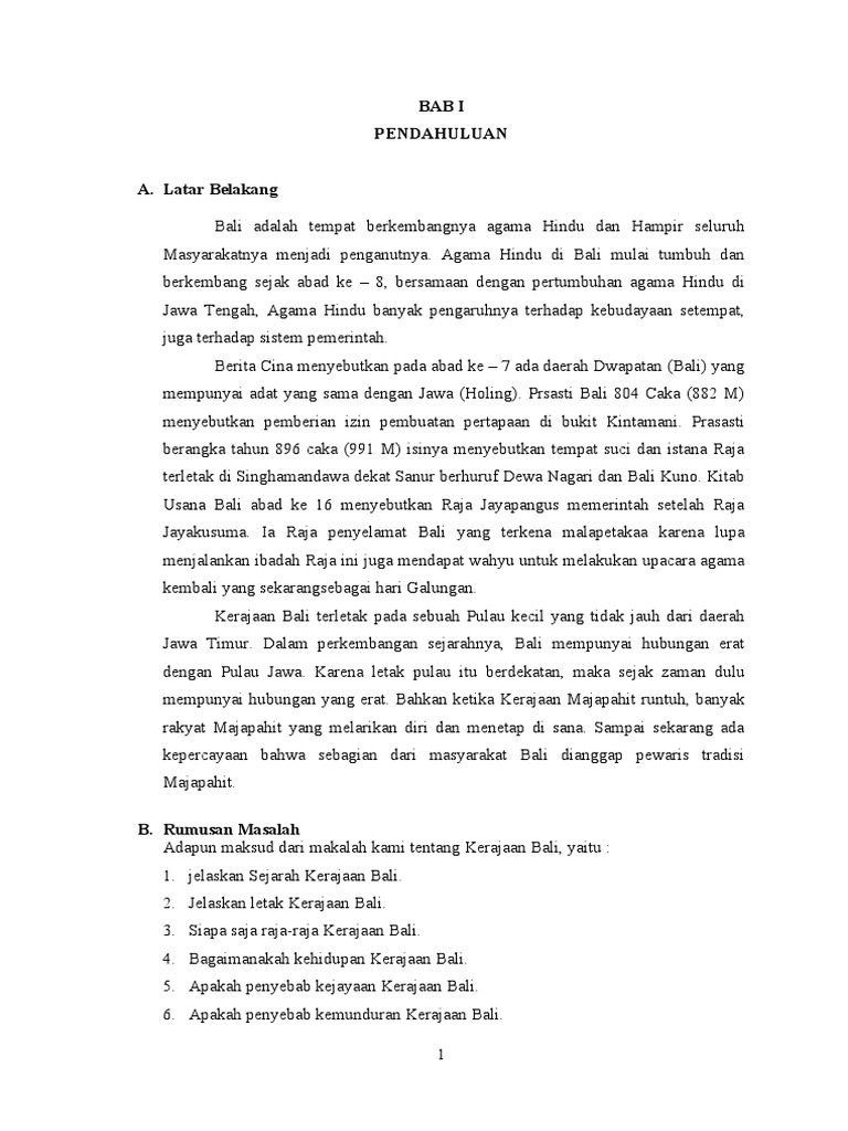 Makalah Kerajaan Bali Docx | PDF | Sejarah