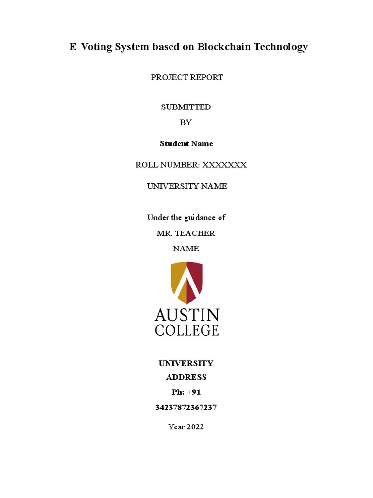 Blockchain Based e Voting System Report | PDF | Electronic Voting | Voting
