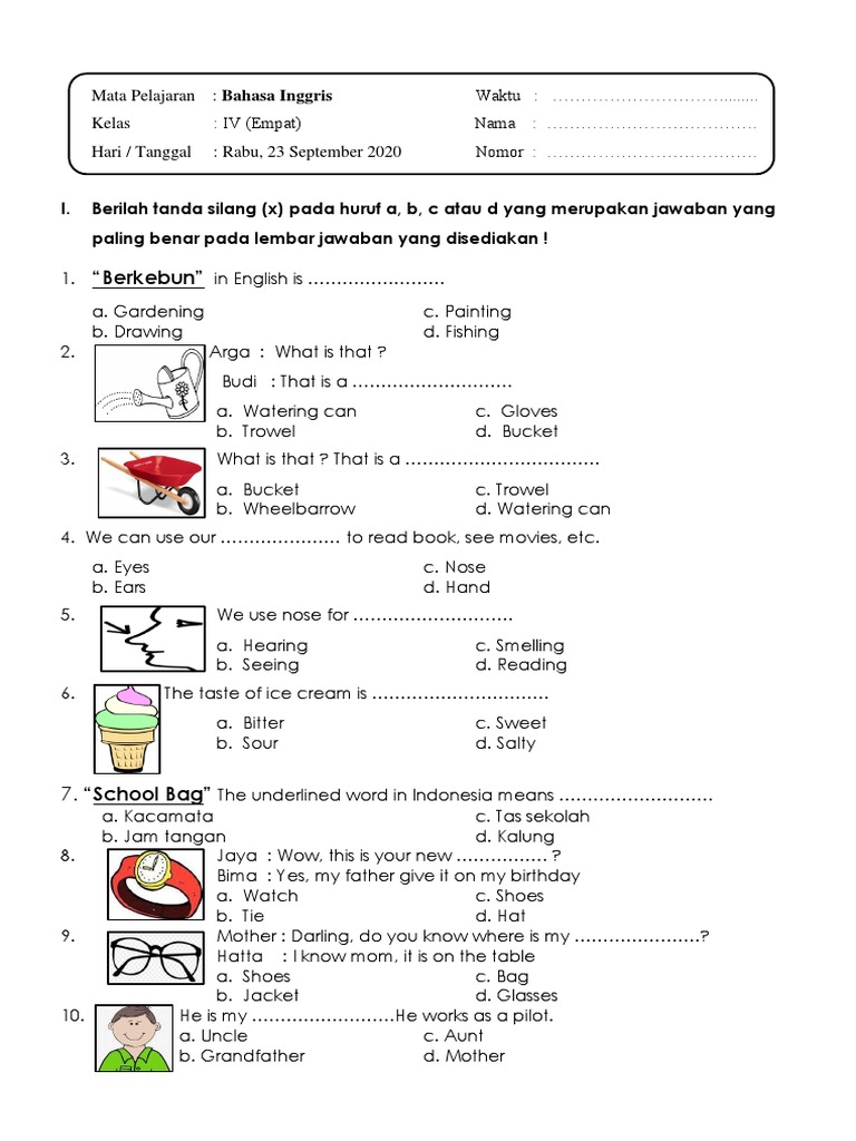 Latihan Uts Bahasa Inggris Kls 4 Pdf Food And Drink
