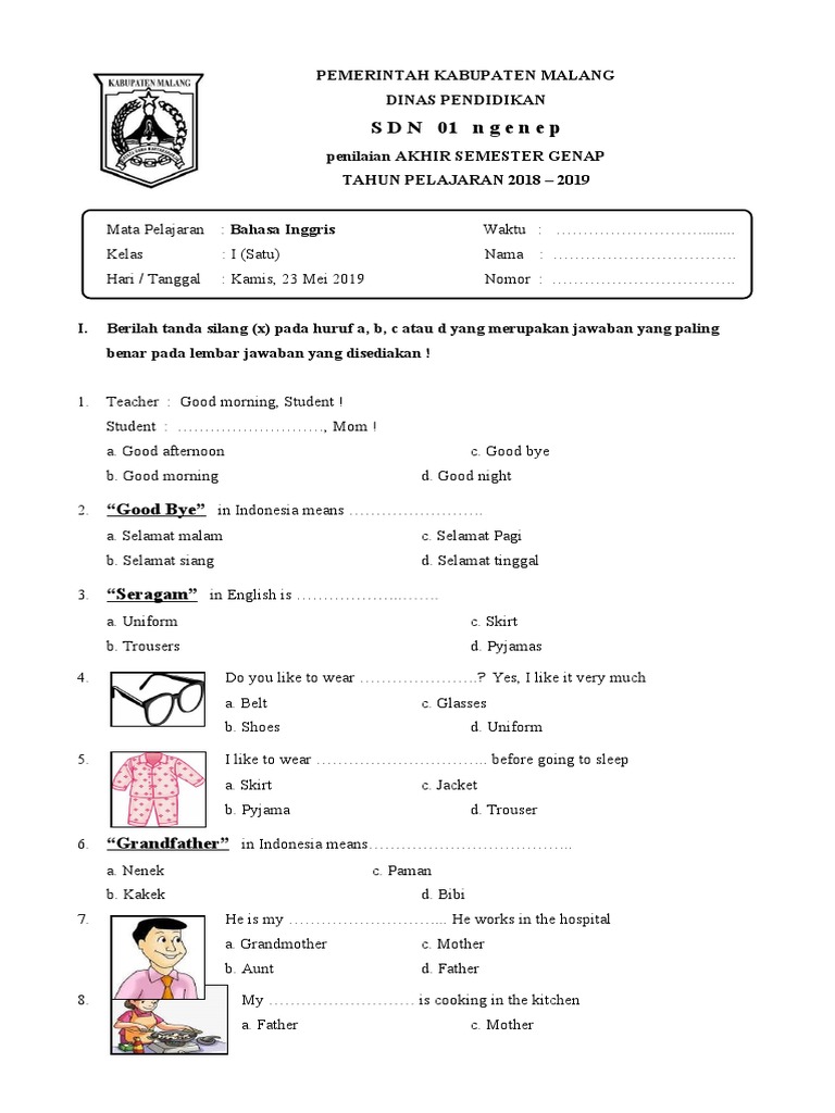 Soal Uas Bahasa Inggris Genap 2019 | PDF