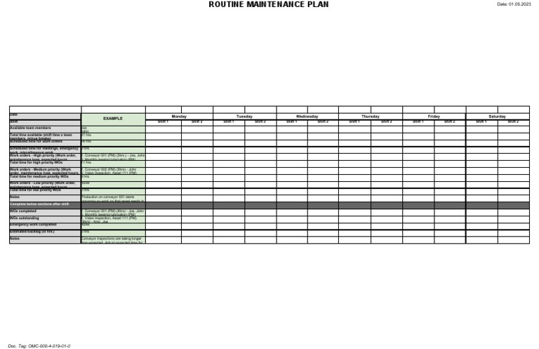 Routine Maintenance Plan | PDF