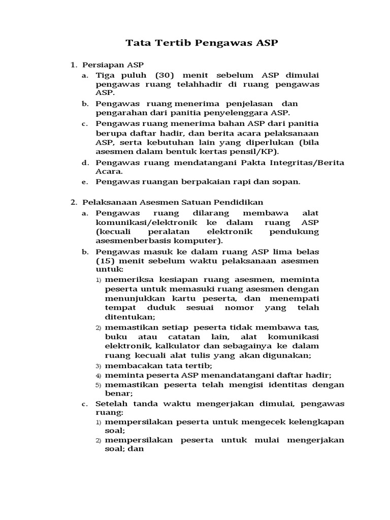 Tata Tertib Pengawas ASP | PDF