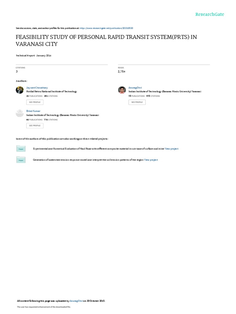 Varanasi City Feasibility Study | Download Free PDF | Public Transport ...