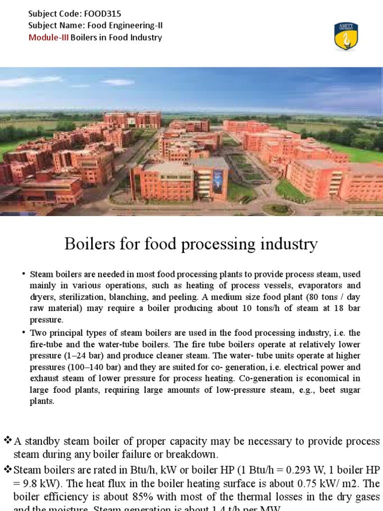 Module-III (4) Boilers in Food Industry.pptx | PDF | Steam | Boiler