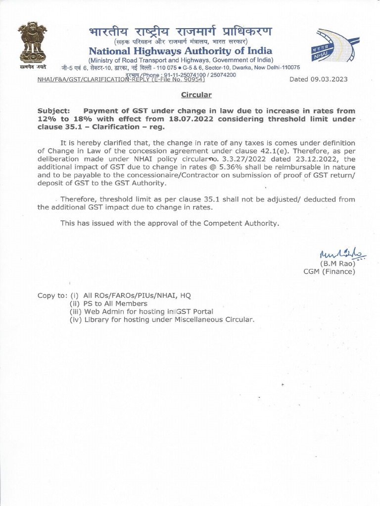 Clarification Circular On GST Dated 09032023 - 230310 - 123002 | PDF Clarification Circular On GST Dated 09032023 - 230310 - 123002 | PDF