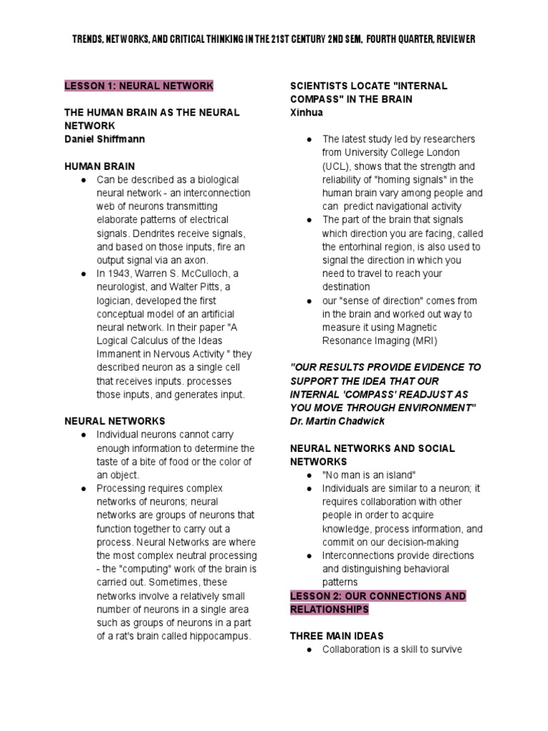 Trends Networks And Critical Thinking In The 21st Century 2nd Sem Fourth Quarter Reviewer Pdf