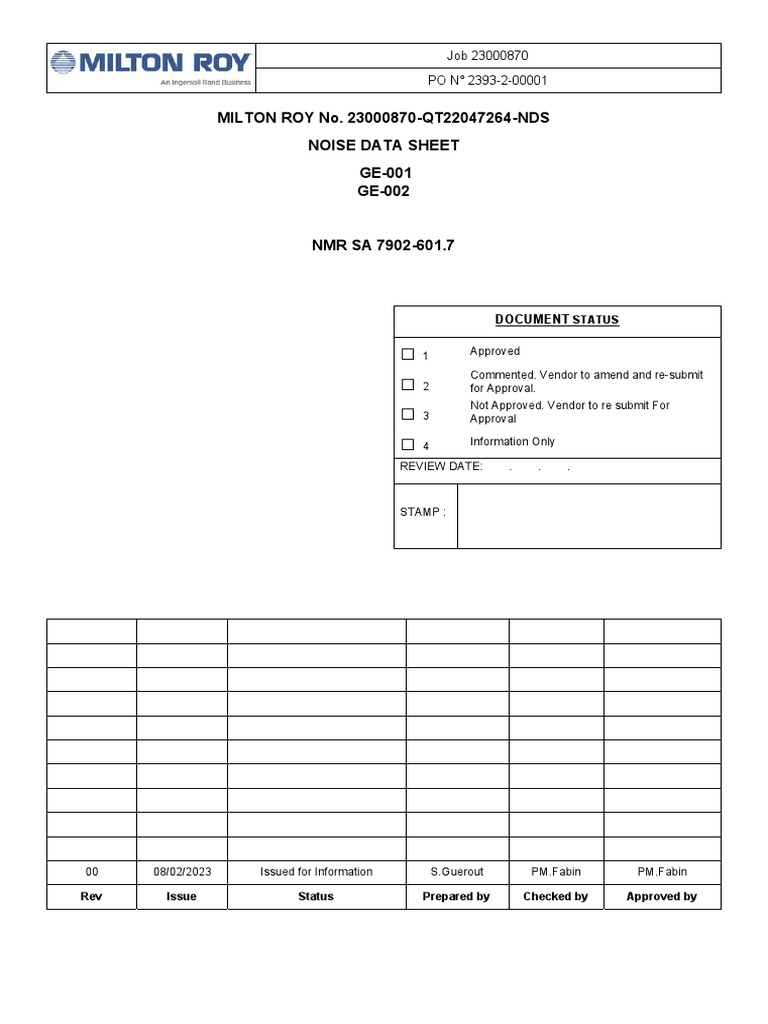 23000870-QT22047264-NDS - Rev00 NOISE DATA SHEETS | PDF