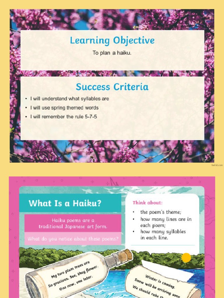 Final Powerpoint Haiku Lesson 1 | PDF | Language Arts & Discipline